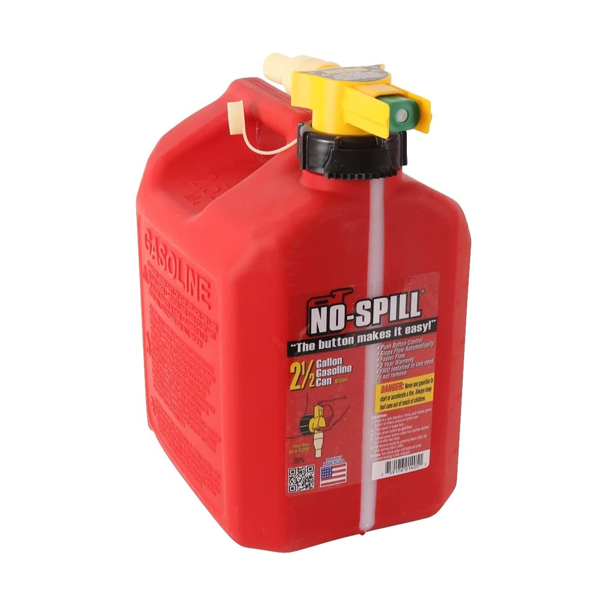 No-Spill Petrol Fuel Jerry Can with Spill-Proof Nozzle - 10L